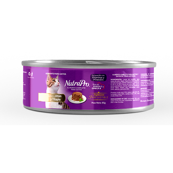 NUTRAPRO LATA Gatos ATUN/TILAPIA 85GR - Mi Mascota Online