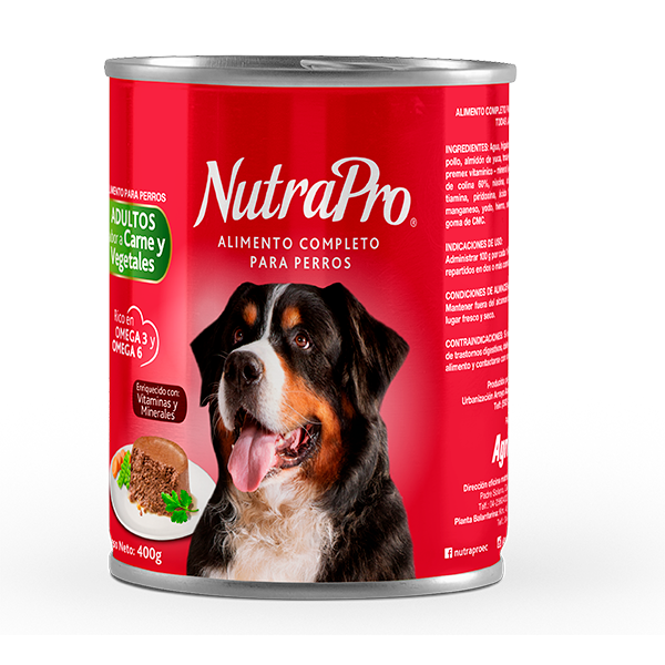 NUTRAPRO LATA PERRO ADULTO CARNE/VEG 400GR - Mi Mascota Online